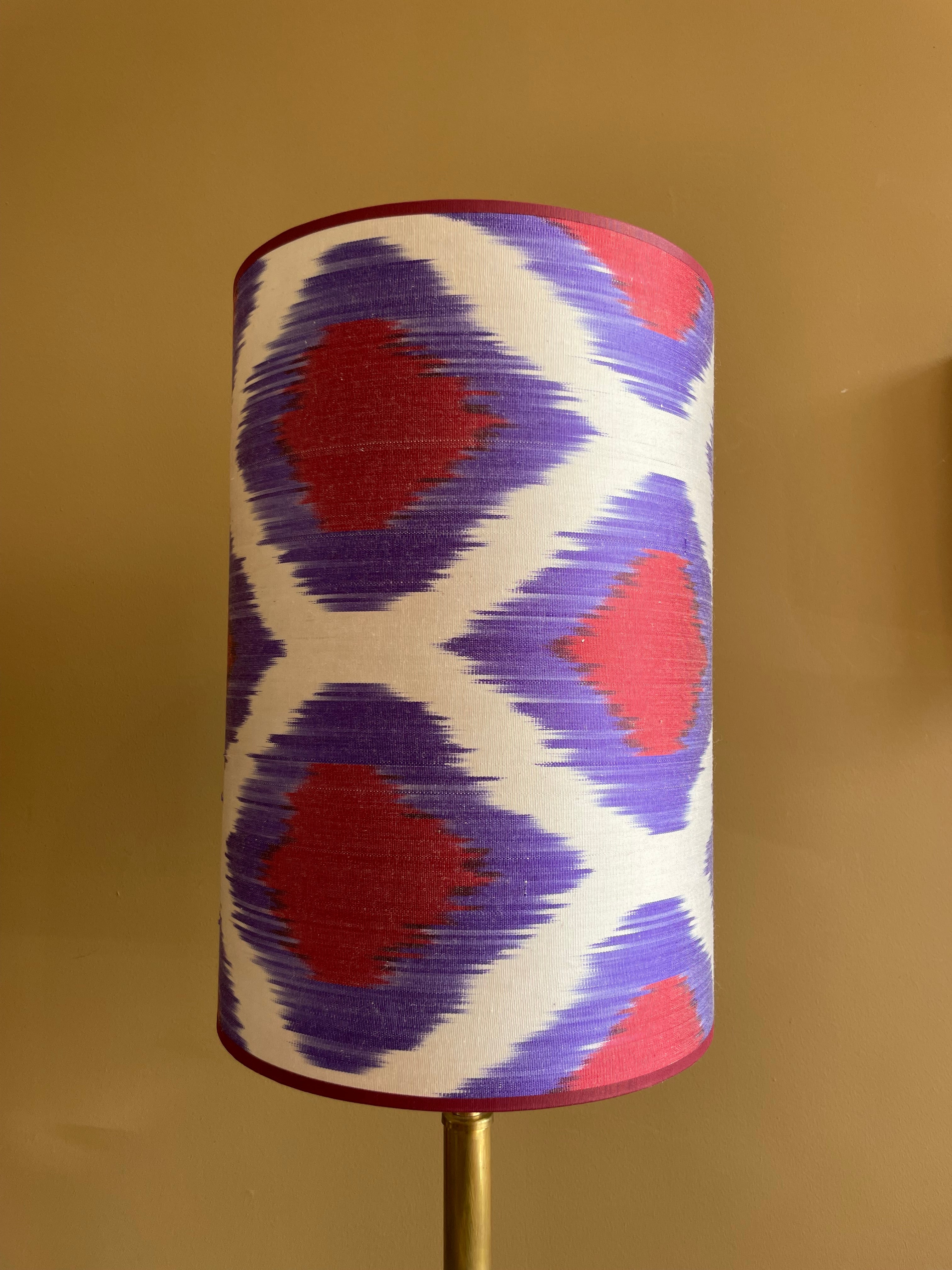 Purple Red Gem Silk Ikat Lampshade – Red, Purple, and White – Handmade ...