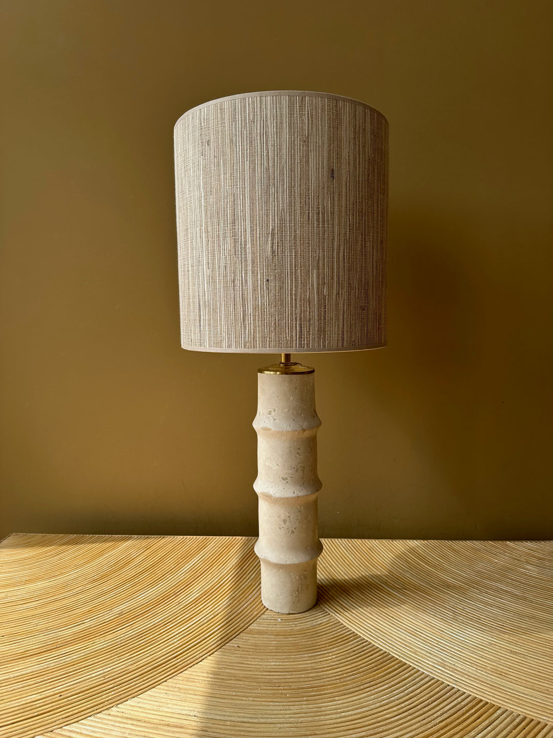 Travertin Bamboo Natural Stone Lamp Base | Unique Design by Madame Garage