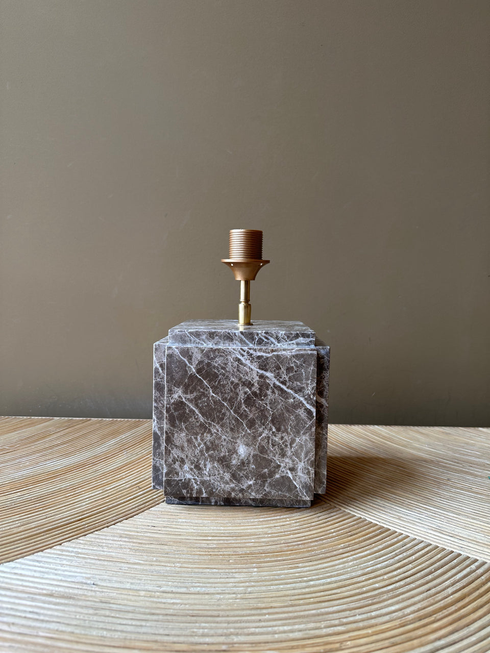 Brown Marble Square Lamp Base | Unique Design by Madame Garage