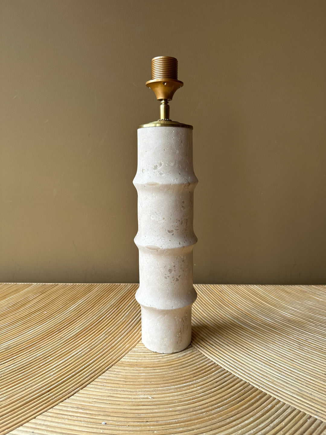 Travertin Bamboo Natural Stone Lamp Base | Unique Design by Madame Garage