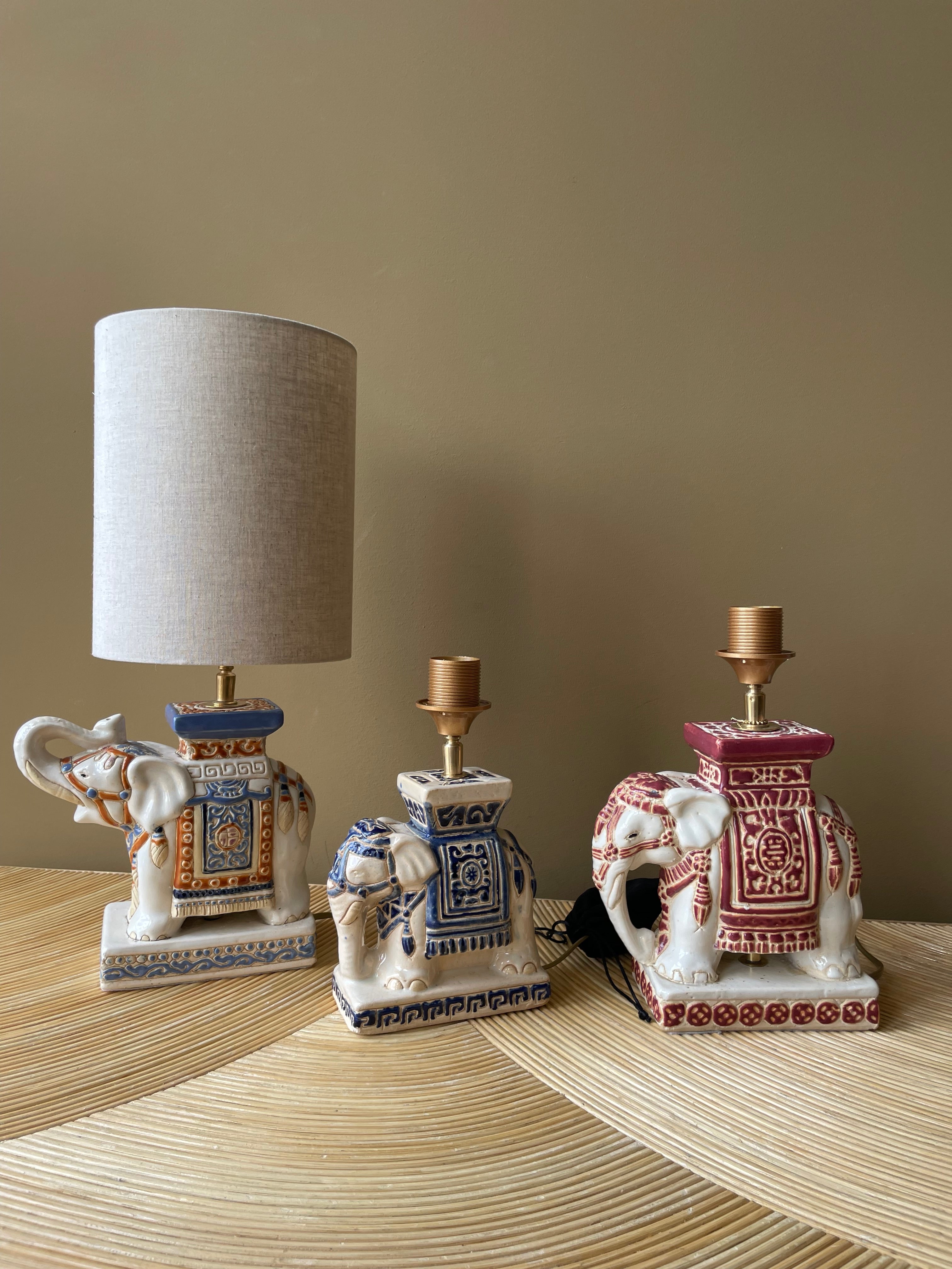 Vintage Elephant Ceramic Lamp Base | Unique Design by Madame Garage